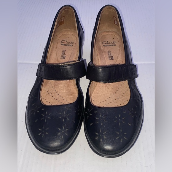 Clarks | Shoes | Clarks Womens Black Leather Mary Jane Shoes With ...